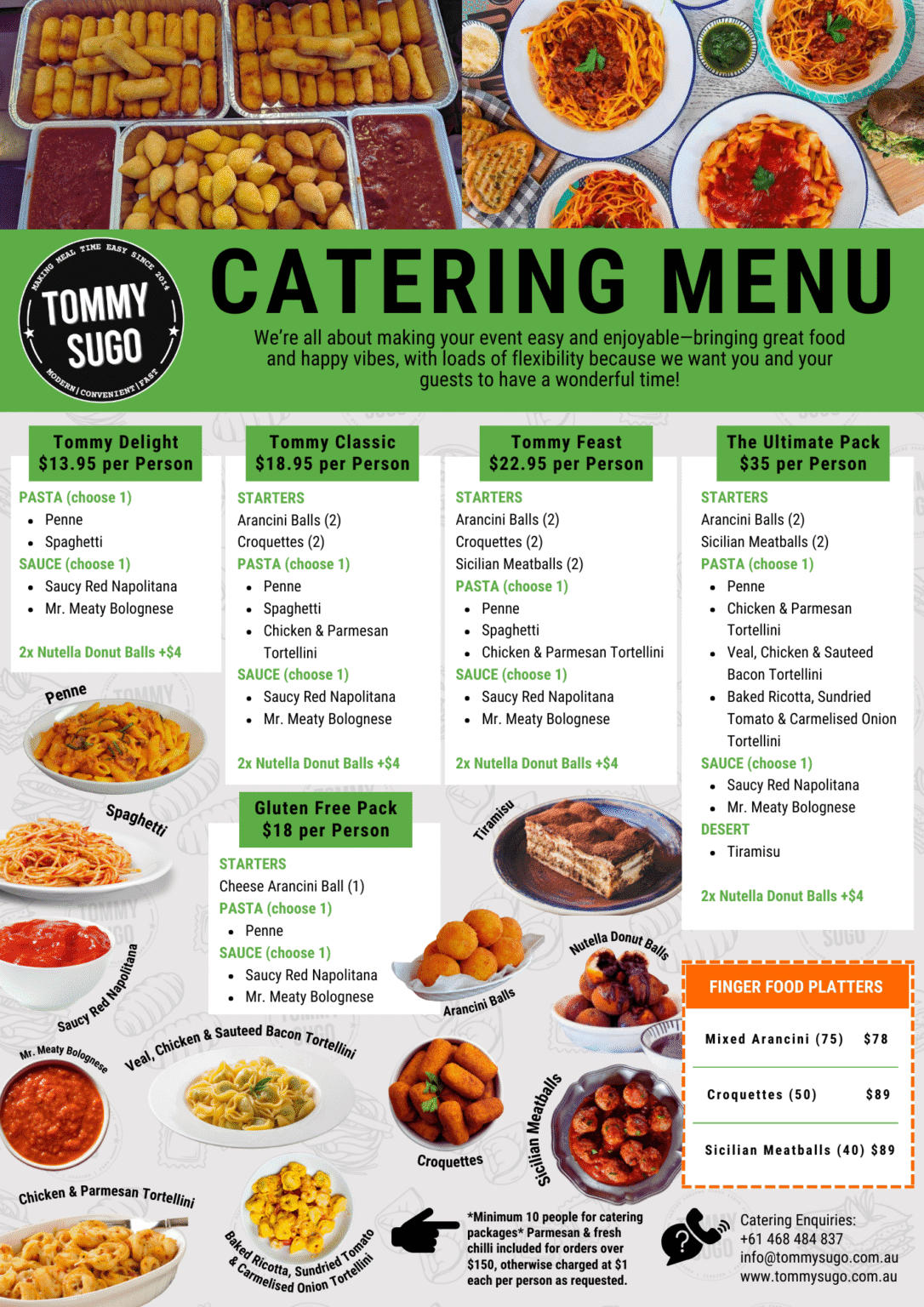 Authentic Italian Style Pasta Catering Perth | Tommy Sugo